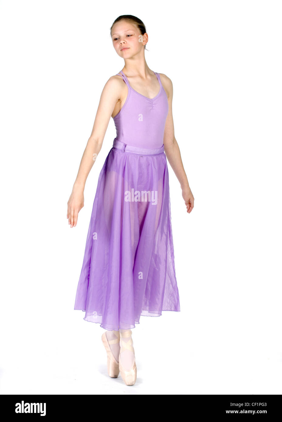 Teenager ballet dancing in purple tutu. Ballet was first performed in ...