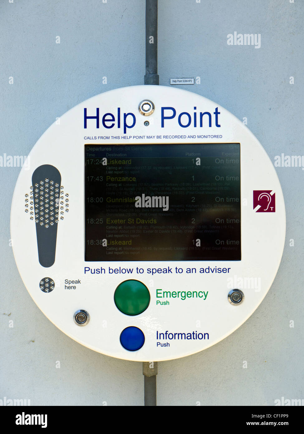 Help Point at St Germans railway station, Cornwall Stock Photo - Alamy