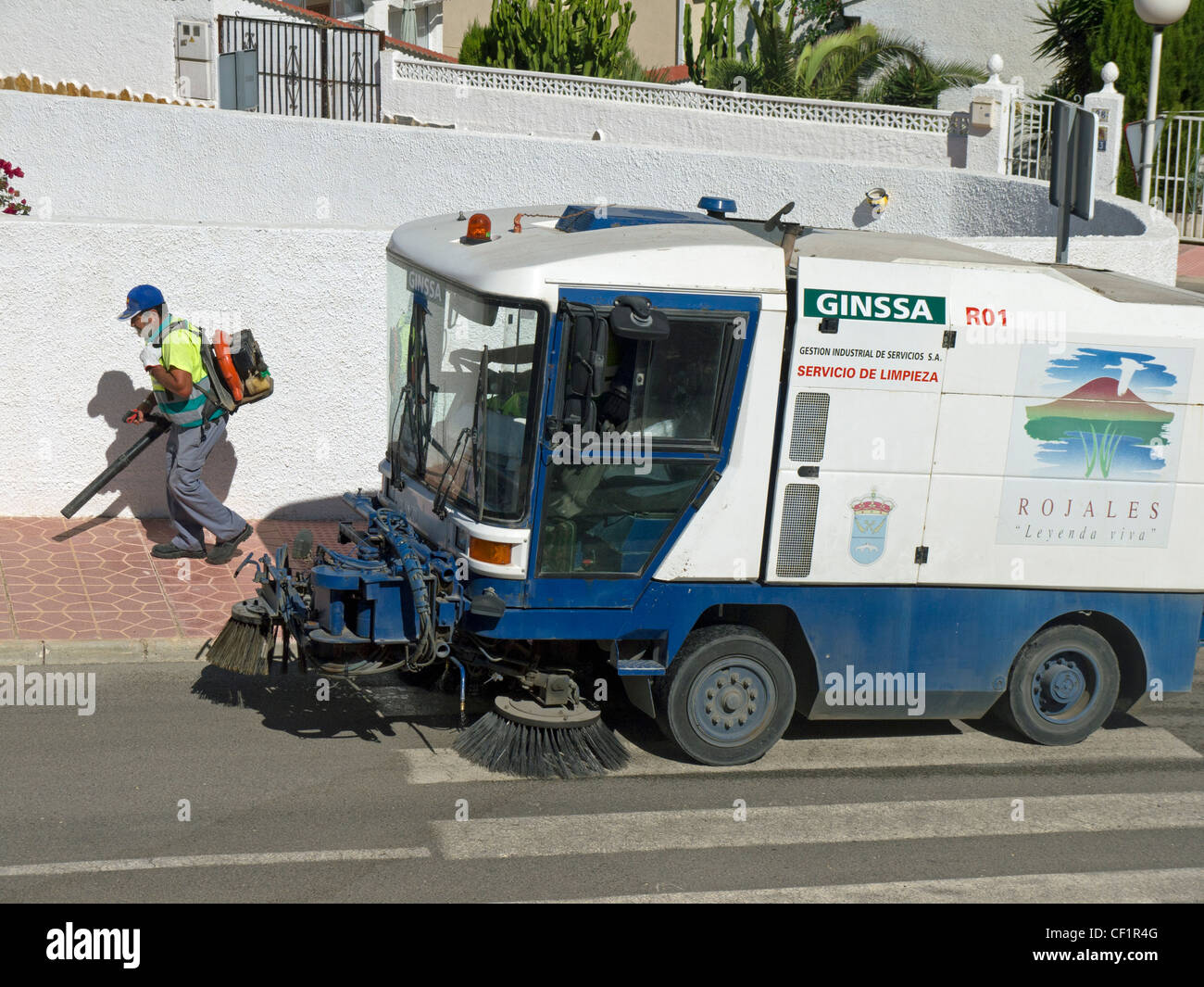 Street cleaner in Ciudad Quesada, Rojales, Costa Blanca, Spain Stock ...