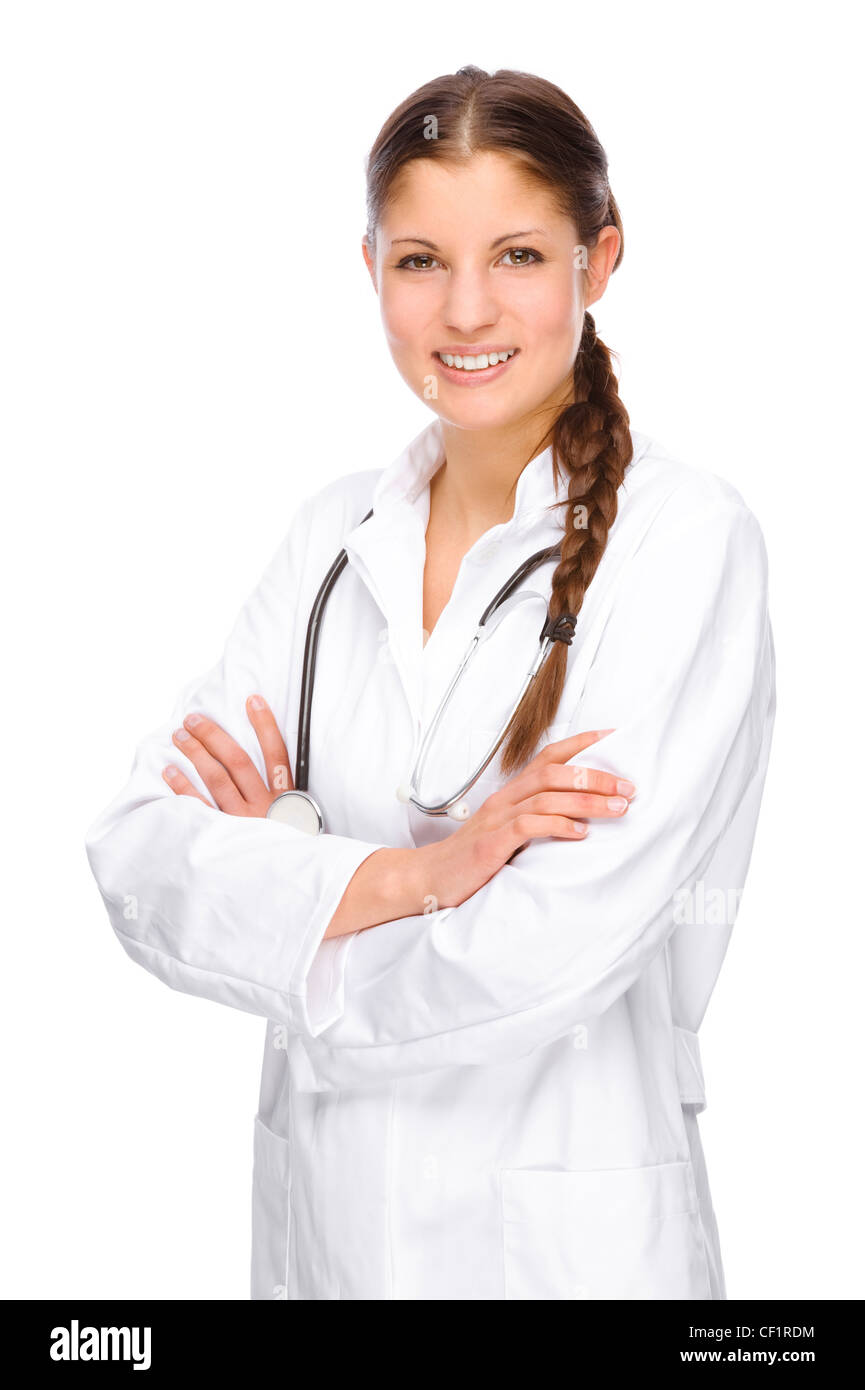Full isolated portrait of a beautiful caucasian doctor Stock Photo - Alamy
