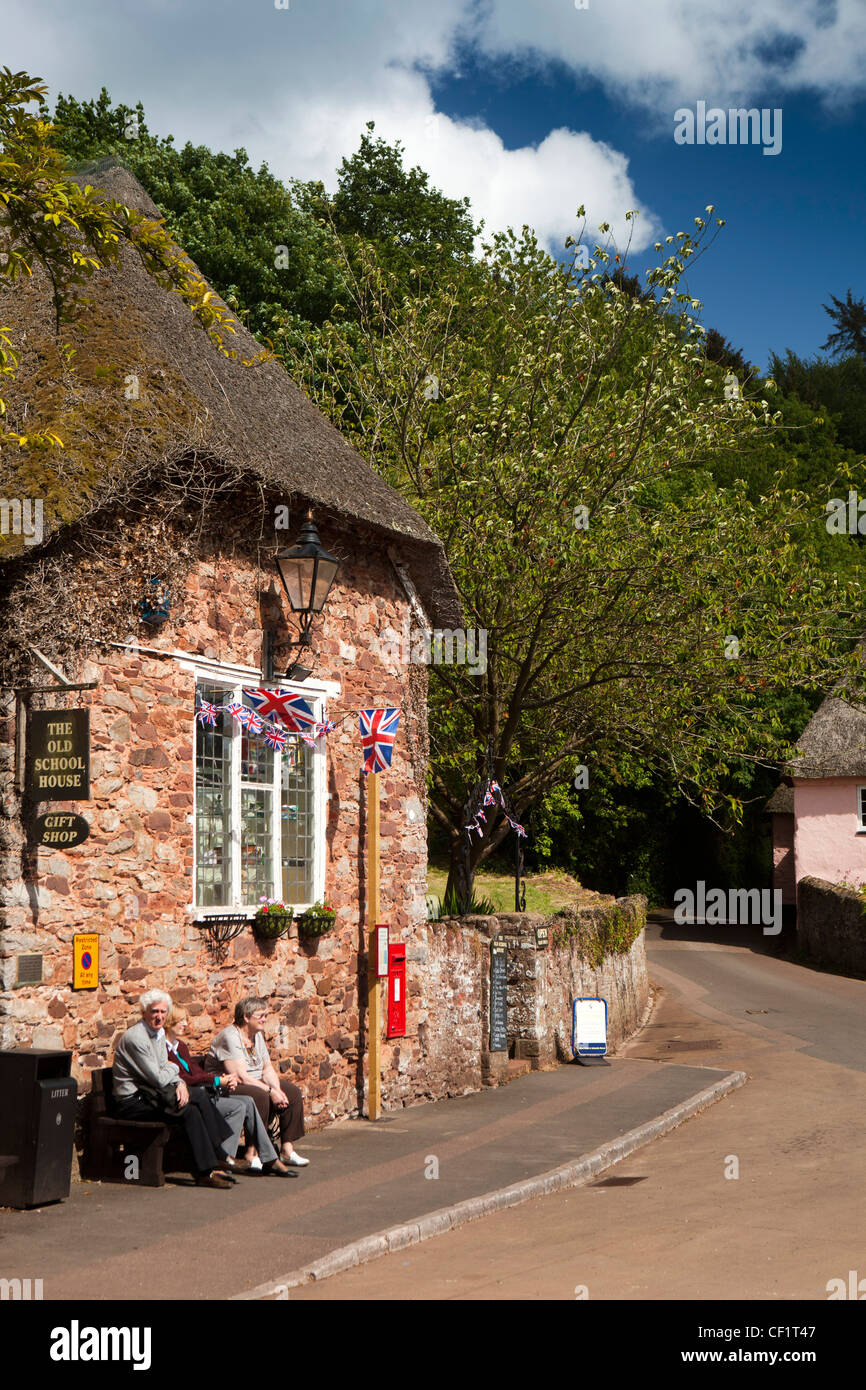 UK, England, Devon, Torquay, Cockington Village, bunting outside Old ...