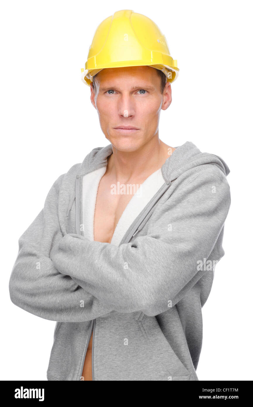 Full isolated studio picture from a young craftsman Stock Photo - Alamy