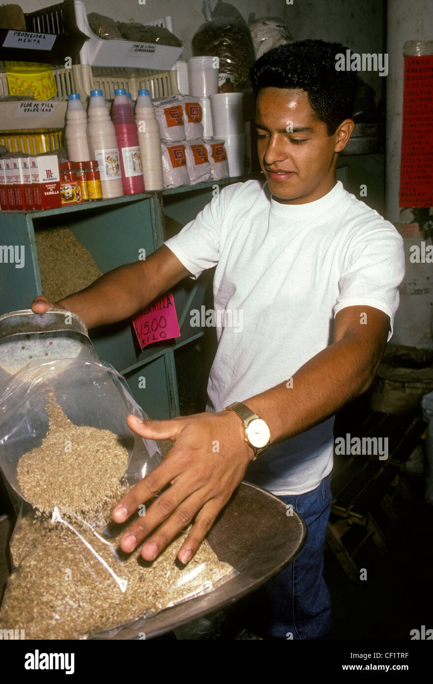 1, one, Mexican man, adult man, man, male, working in grocery store ...