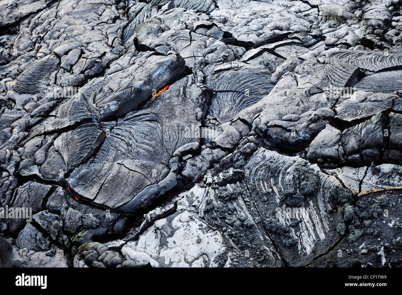 Cooled pahoehoe lava flow, Kilauea Volcano, Big Island, Hawaii Islands ...