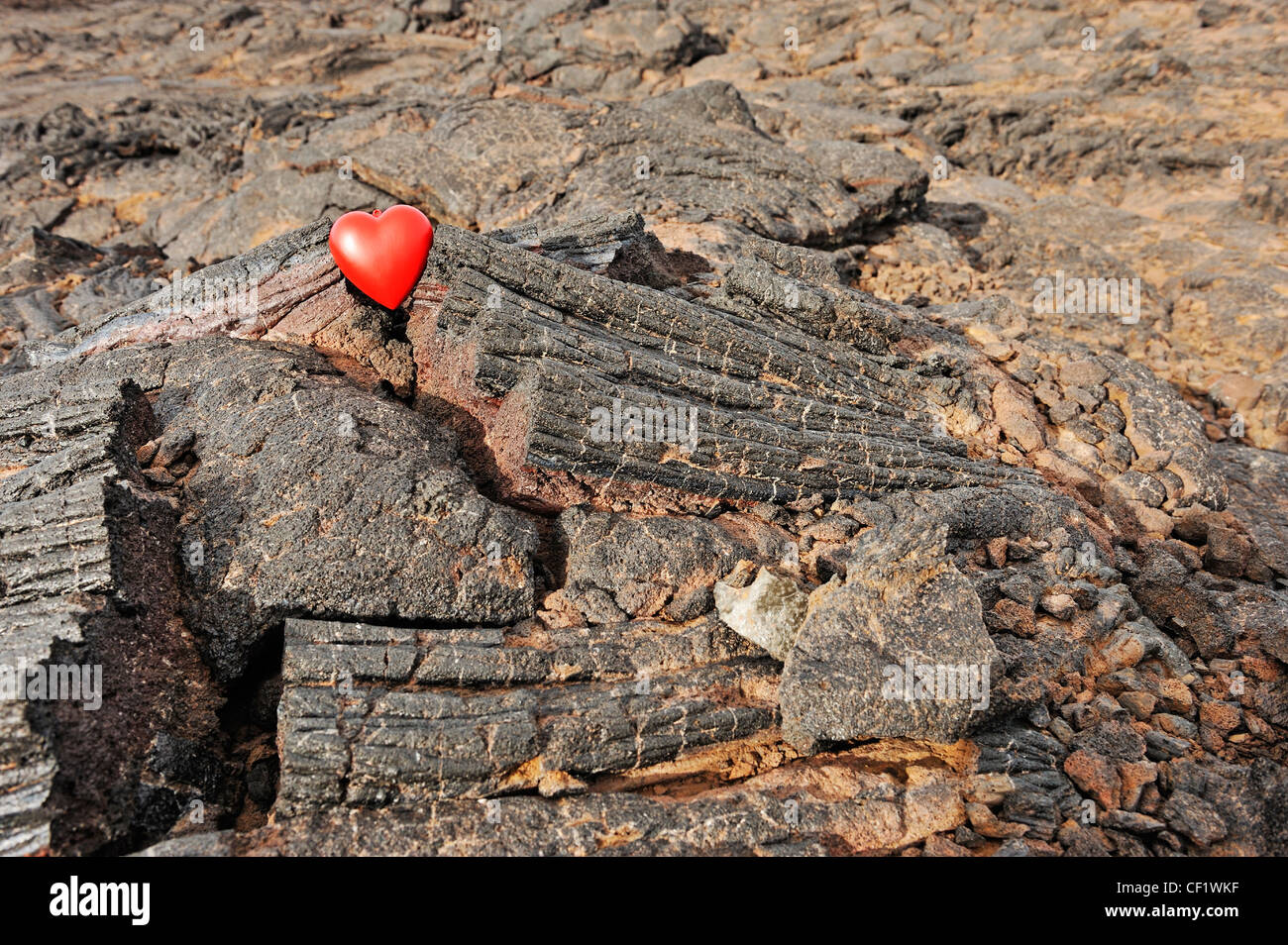 Heartshape on cooled lava, Mauna Loa Volcano, Big Island, Hawaii ...