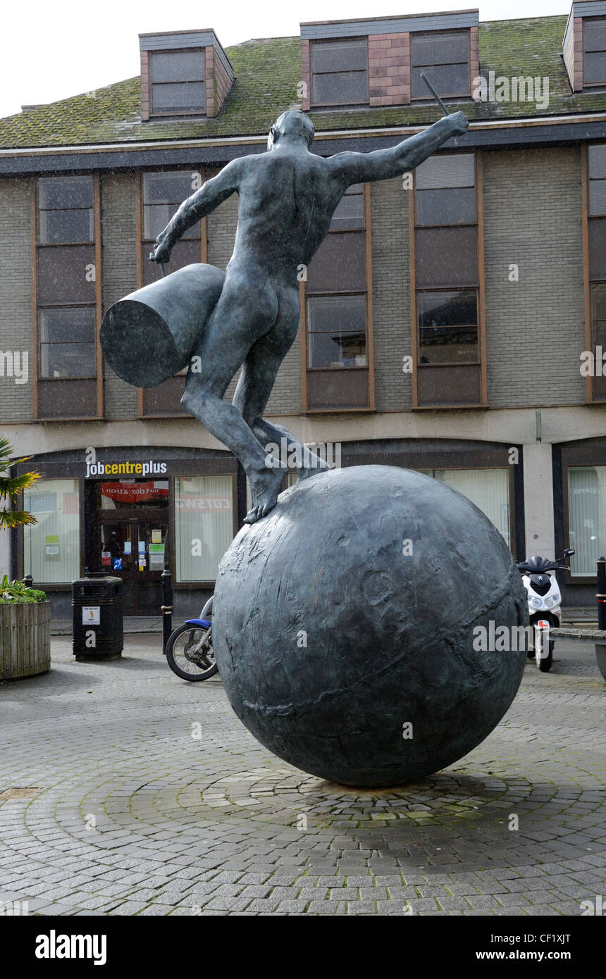 Rear view of "The Drummer" statue outside Hall for Cornwall, Truro ...