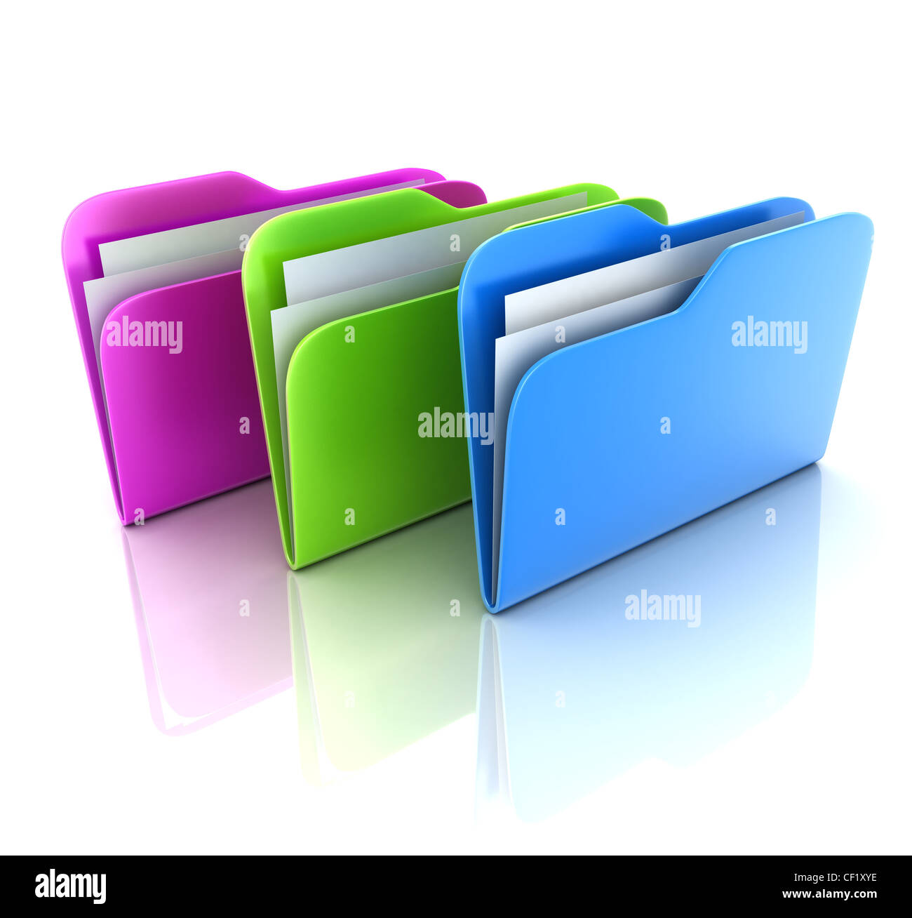 Three folder on white background (done in 3d Stock Photo - Alamy
