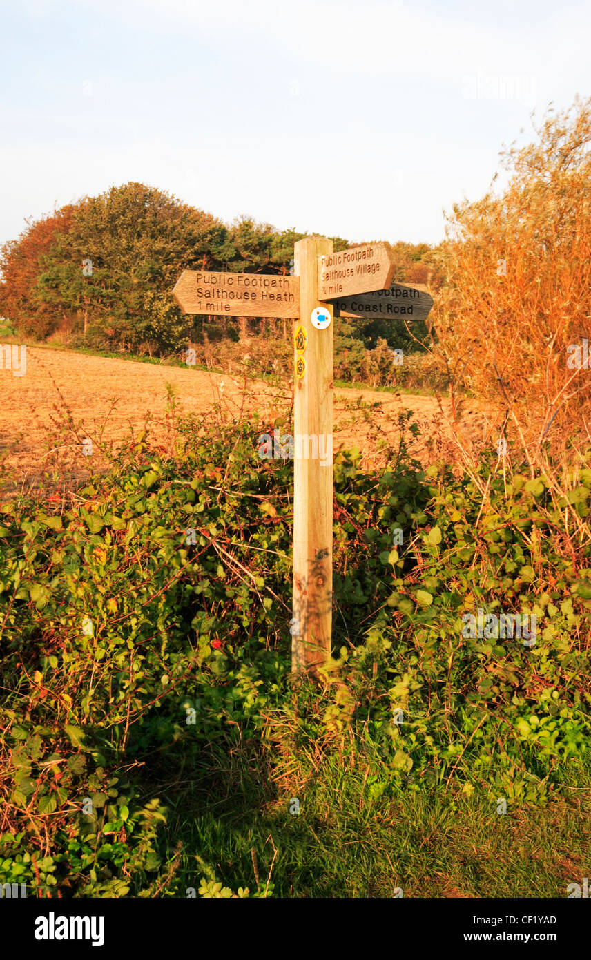 A fingerpost sign at the junction of public footpaths by Walsey Hills ...