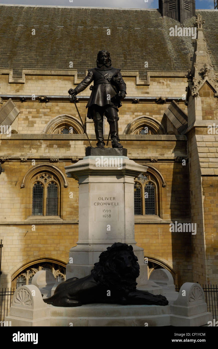 The statue of oliver cromwell outside the palace of westminster hi-res ...