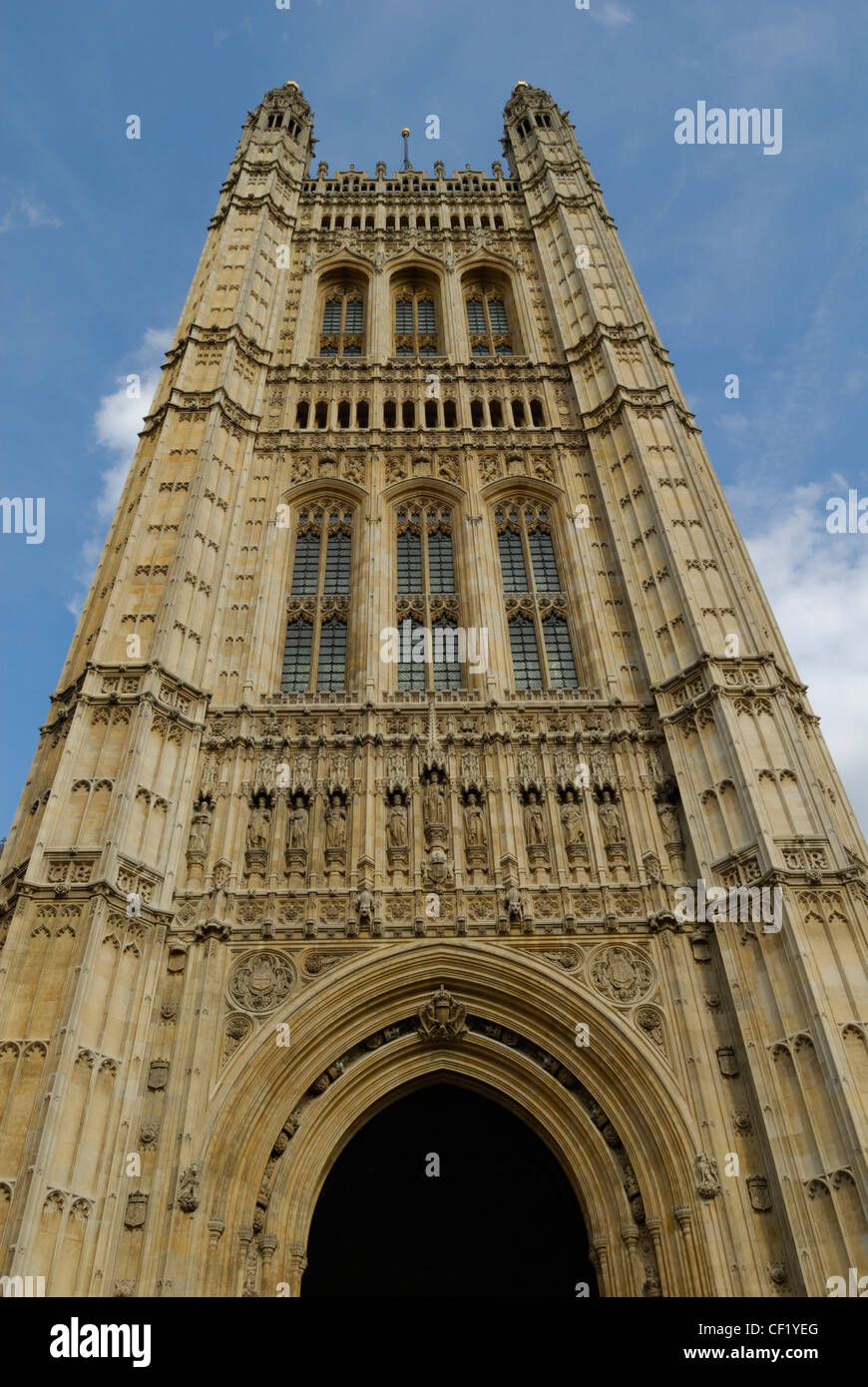The Victoria Tower at the South-Western end of the Palace of Westminster (Houses of Parliament ...