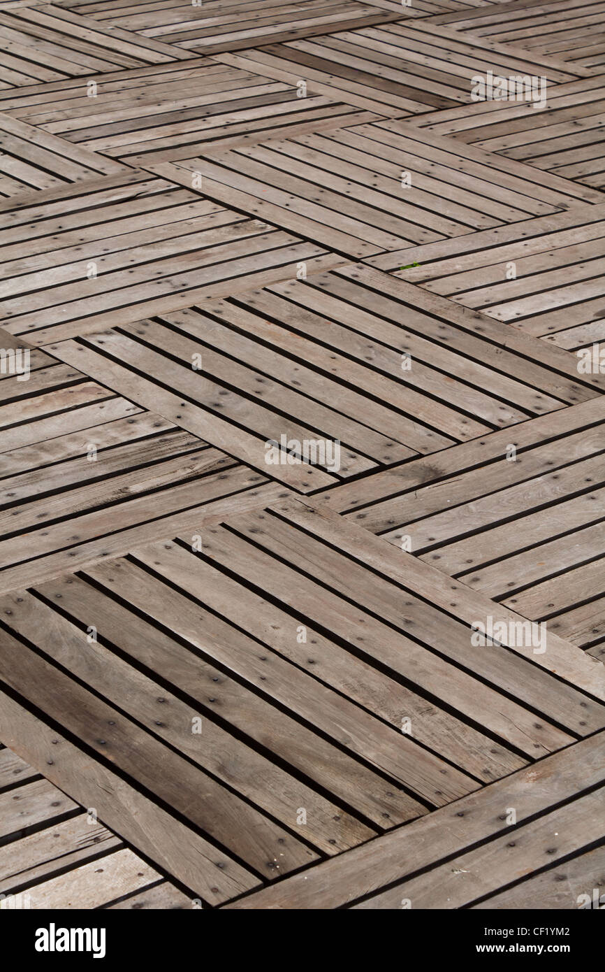 Patterns and textures of a wooden planks pavement Stock Photo - Alamy