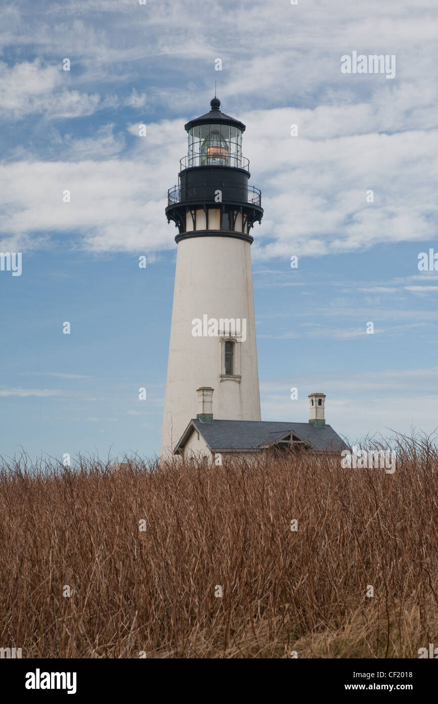 Color photograph of the lighthouse at Yaquina Head on the Oregon Coast ...