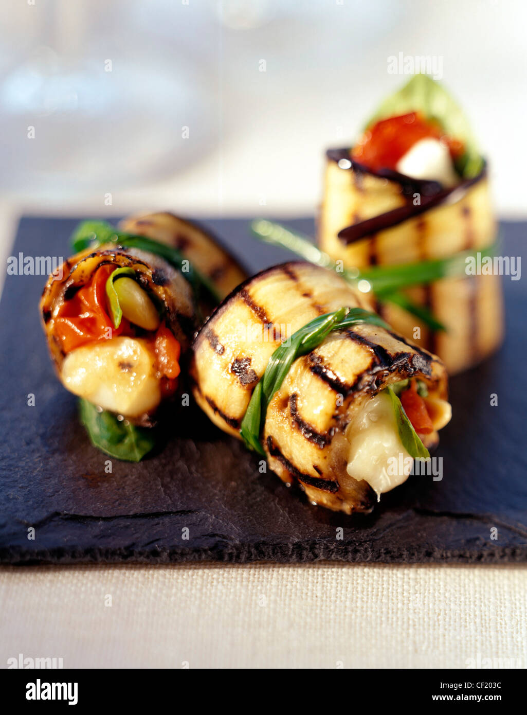 How to create the perfect canapes Chargrilled aubergine bundles ...