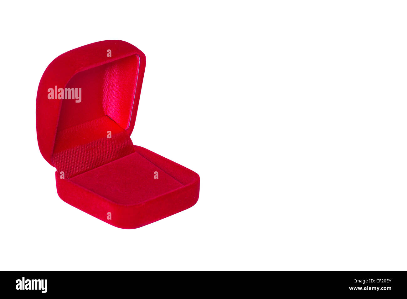 a open red velvet box isolated on white background Stock Photo - Alamy