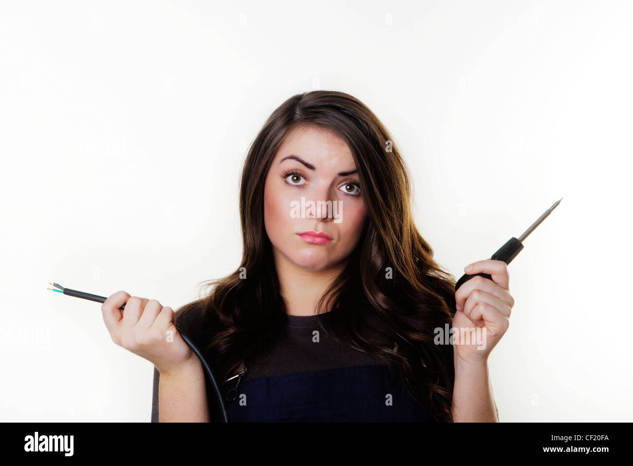woman doing some electrical wiring Stock Photo - Alamy