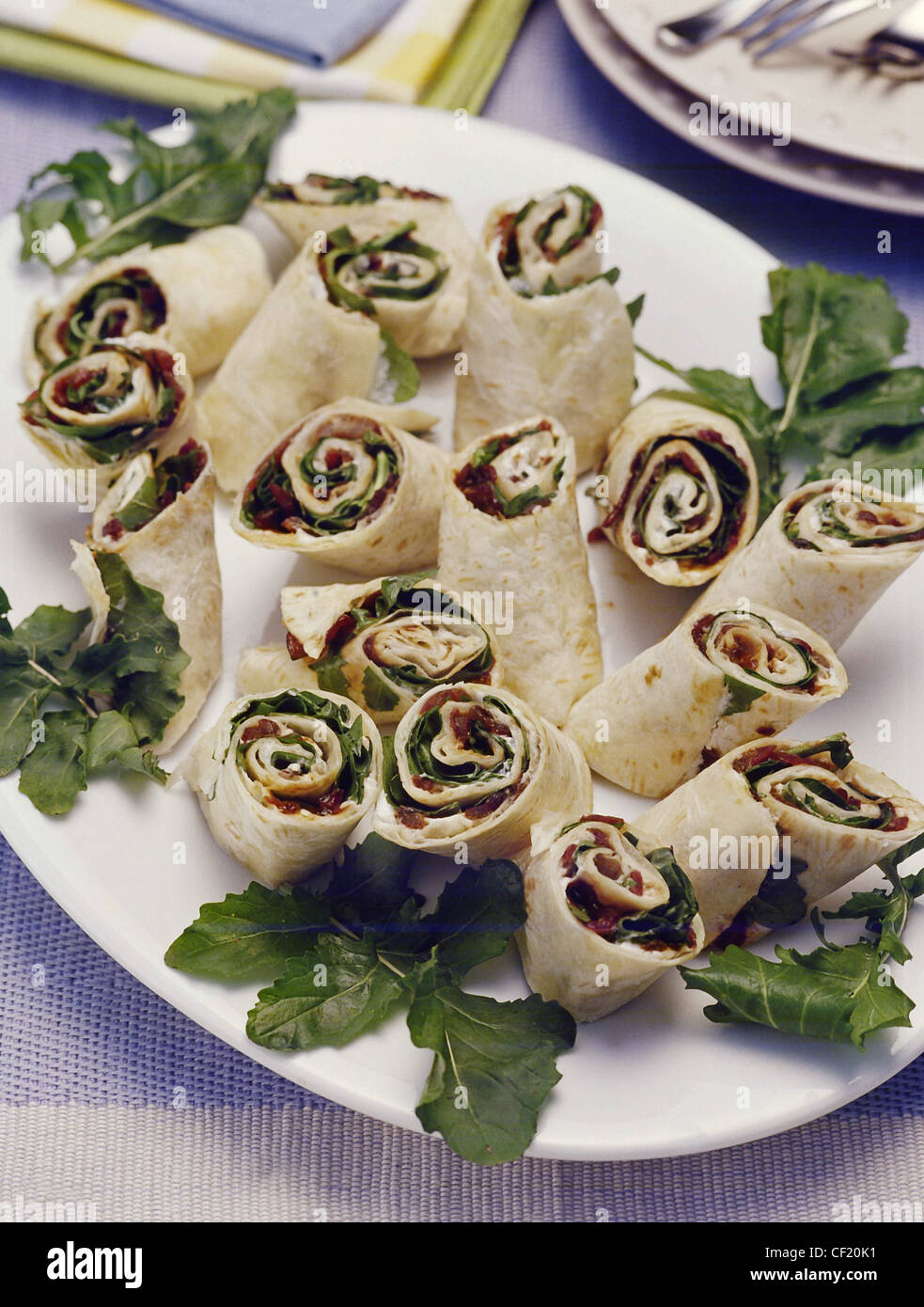 b "Cocktail party" Caramelised red onion, rocket and goats cheese wraps ...