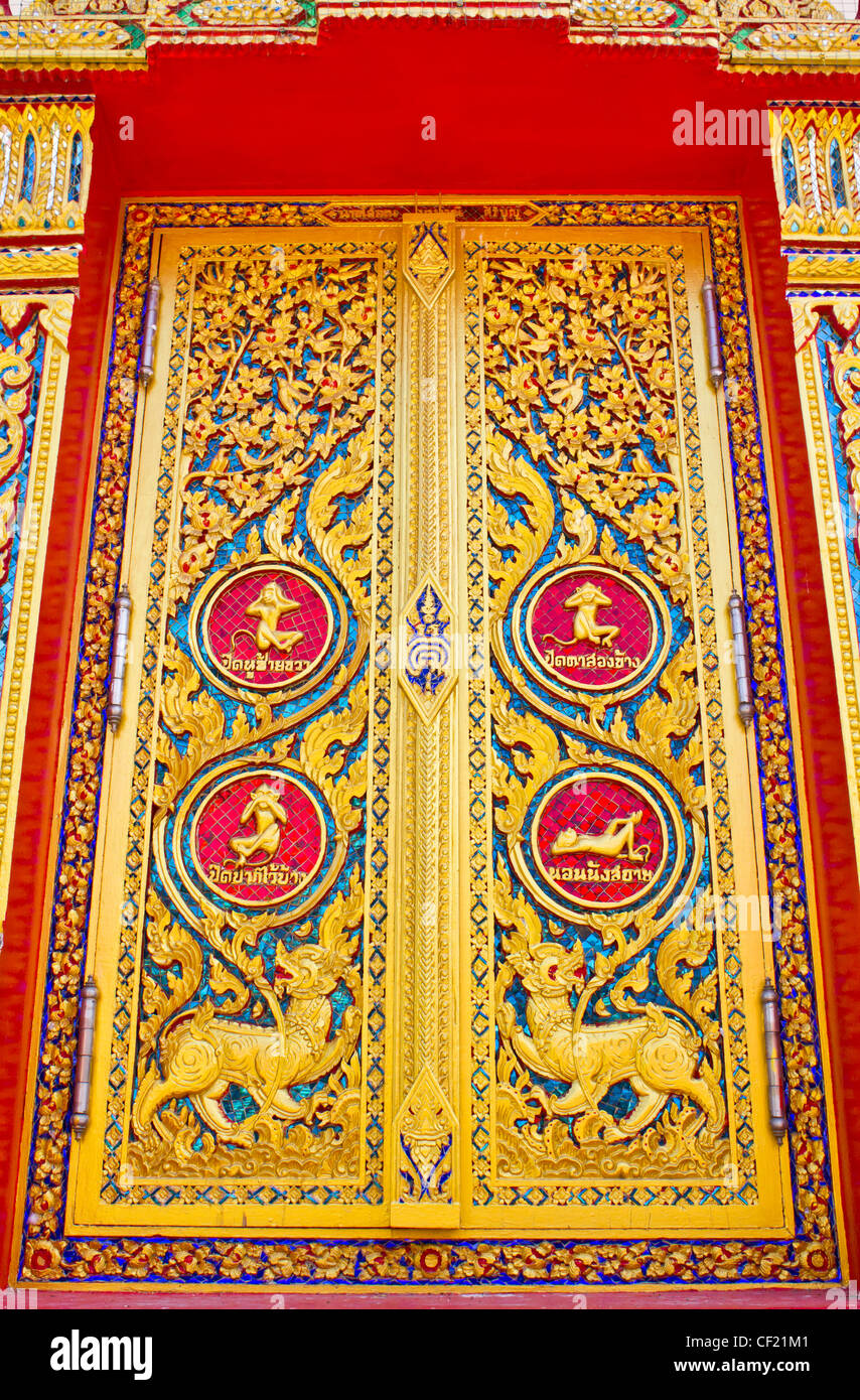 Traditional Thai style door temple can be used for tourism promotion ...