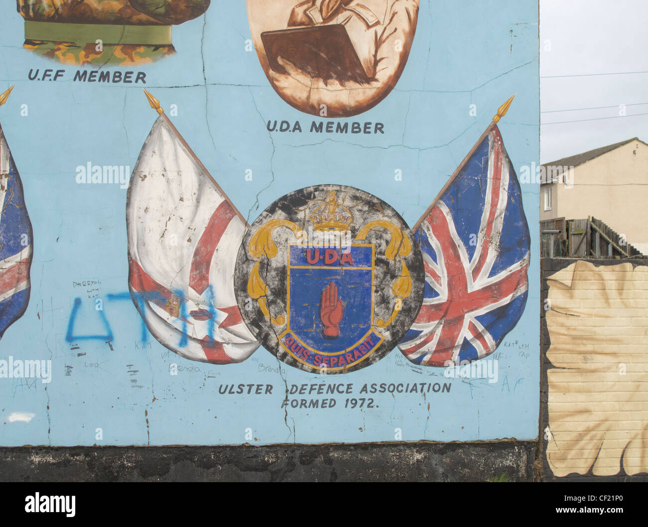 Ulster Defence Association mural in the Loyalist Shankill district of ...