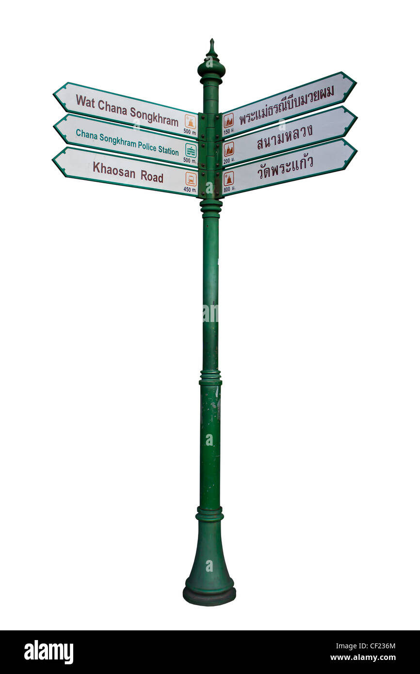 tourist guidepost isolated on white background Stock Photo - Alamy