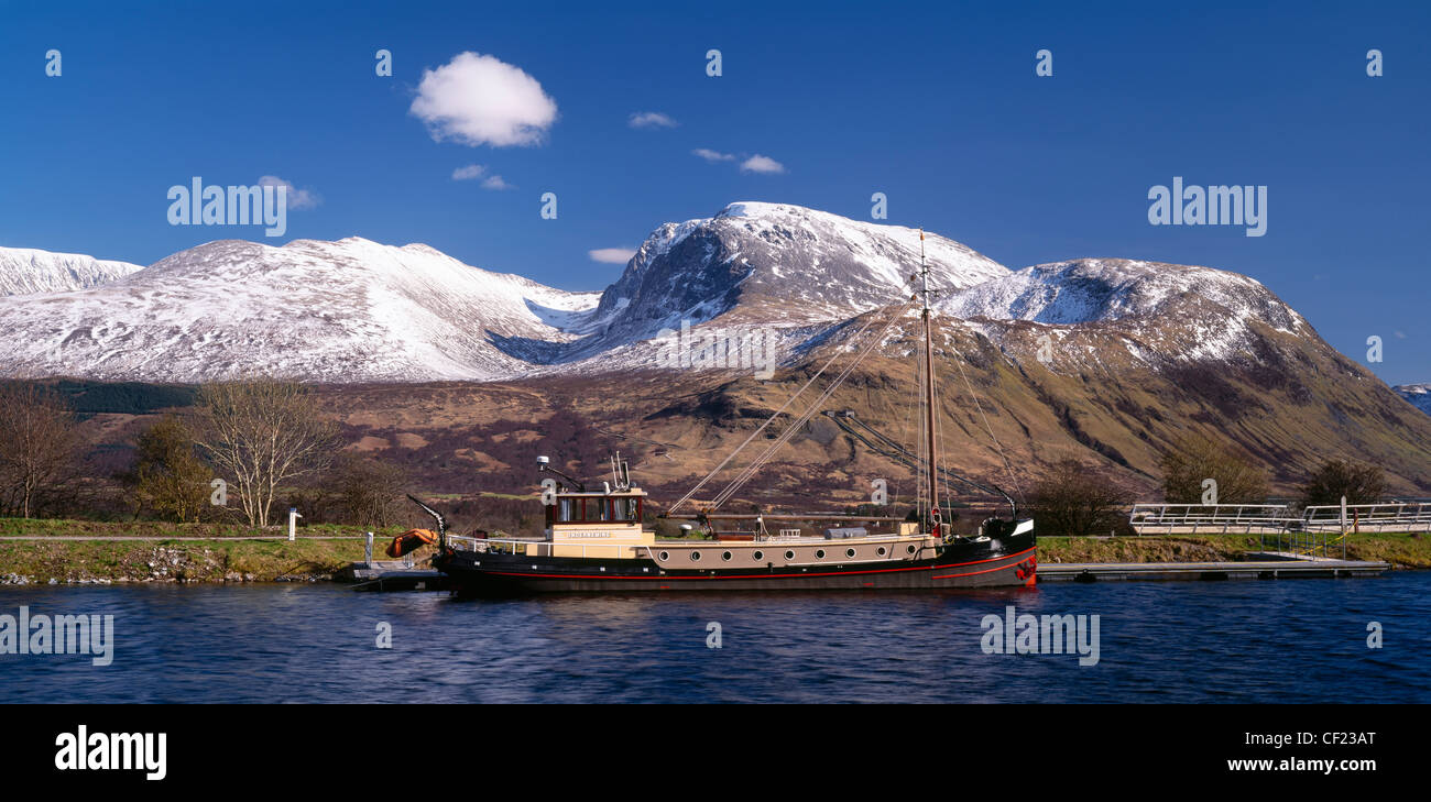 The Caledonian Canal and Ben Nevis at Banavie, near Fort William ...