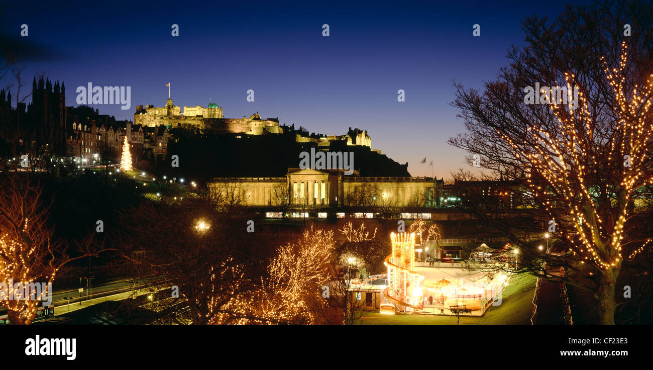 Edinburgh Castle and the Princes Street Gardens Winter Wonderland at ...
