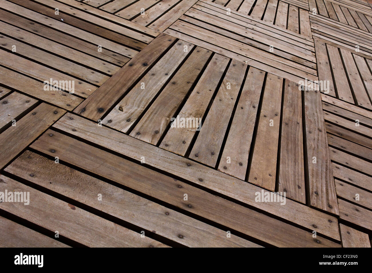 Patterns and textures of a wooden planks pavement Stock Photo - Alamy