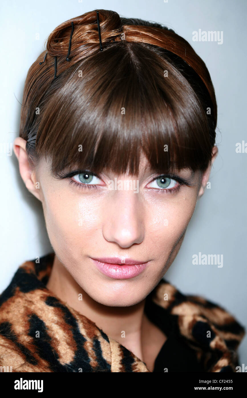 Armani Milan Backstage Spring Summer Model Andreea Stancu brunette hair ...