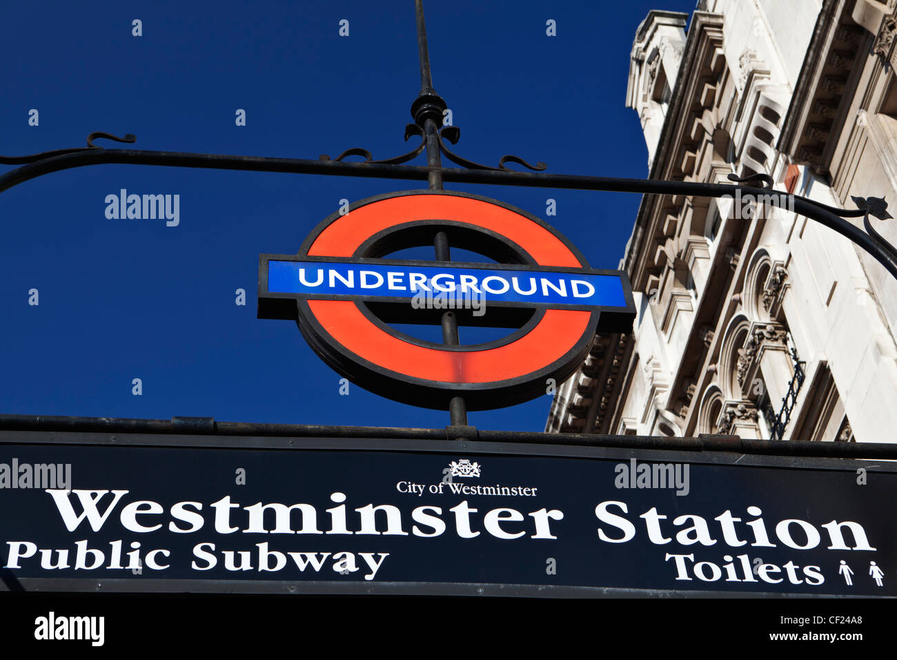 Westminster station tube sign hi-res stock photography and images - Alamy