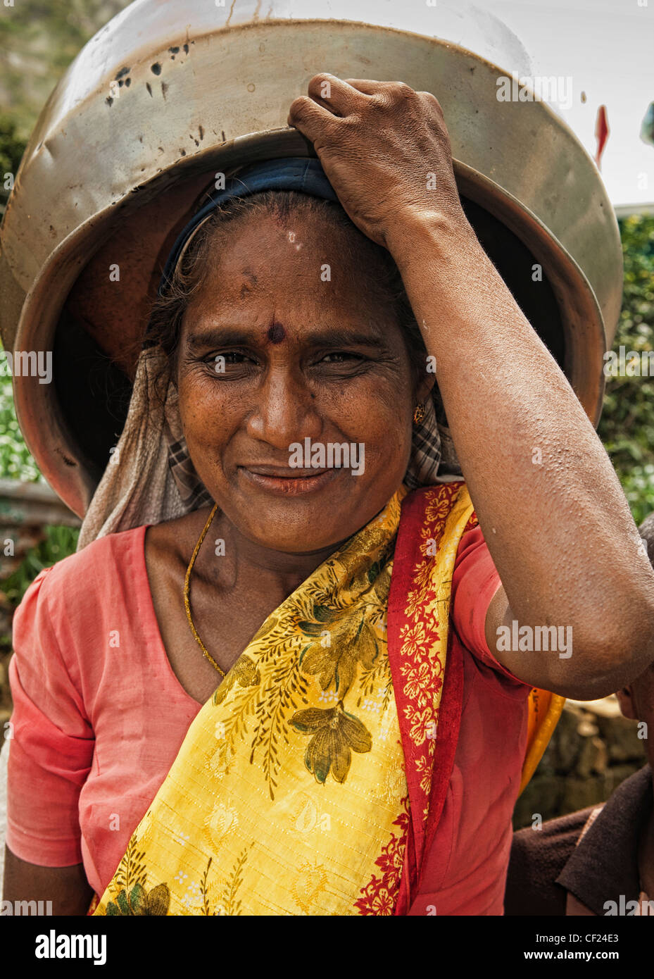 portrait of a Tamil tea picker at the Dambatenne Plantation, near ...