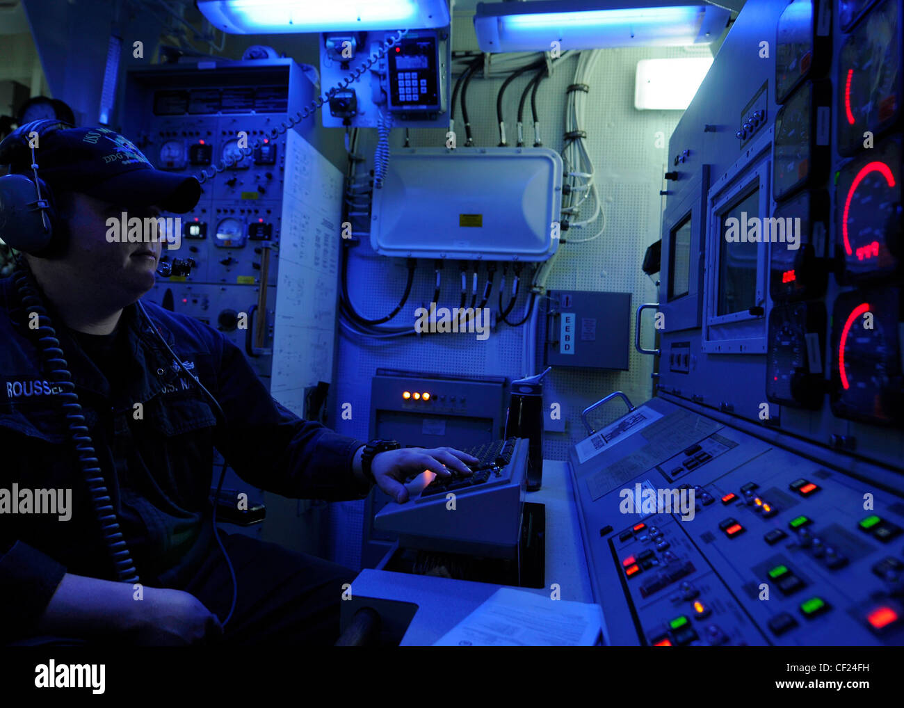 GULF OF OMAN (Feb. 25, 2012) Electrician's Mate 2nd Class Ryan Rousseau ...