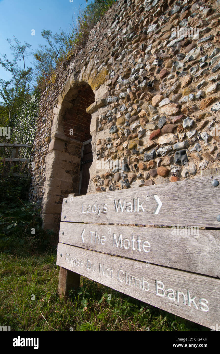 Sign posts for Lady's Walk and The Motte at Clare Country Park Stock ...