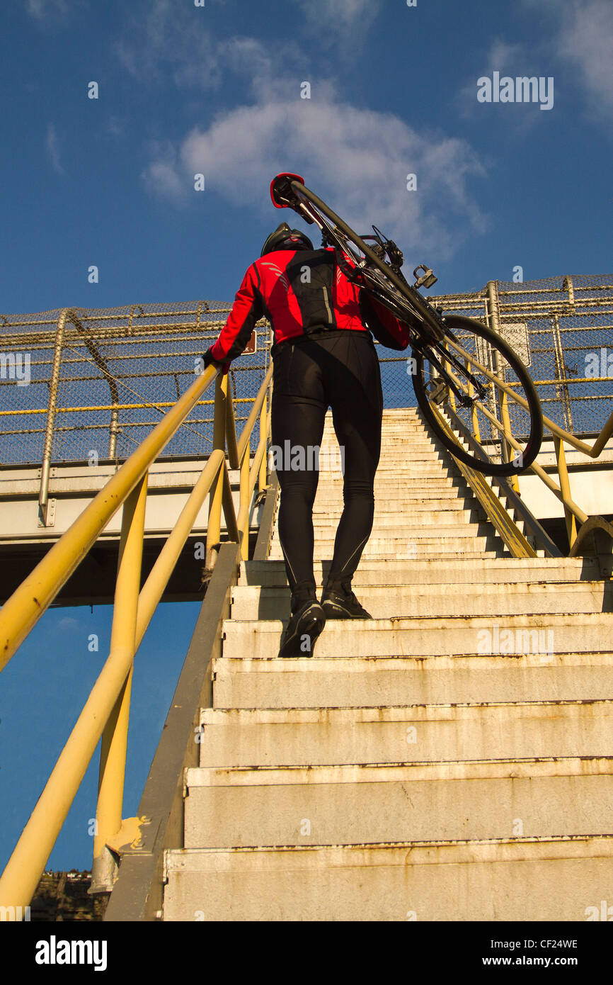 a biker exiting the riding path Stock Photo - Alamy