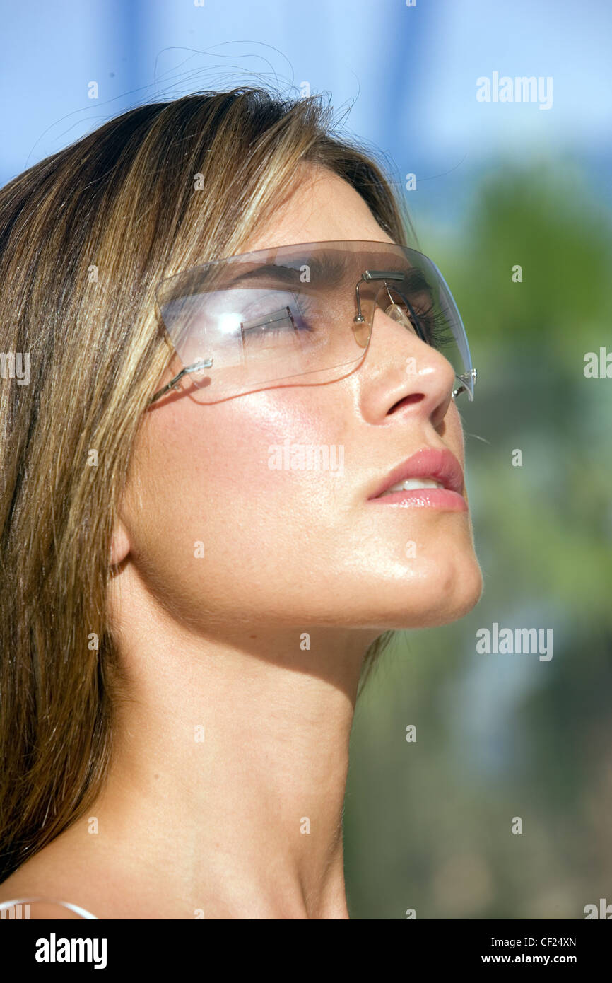 Semi profile tanned female brunette hi-res stock photography and images ...