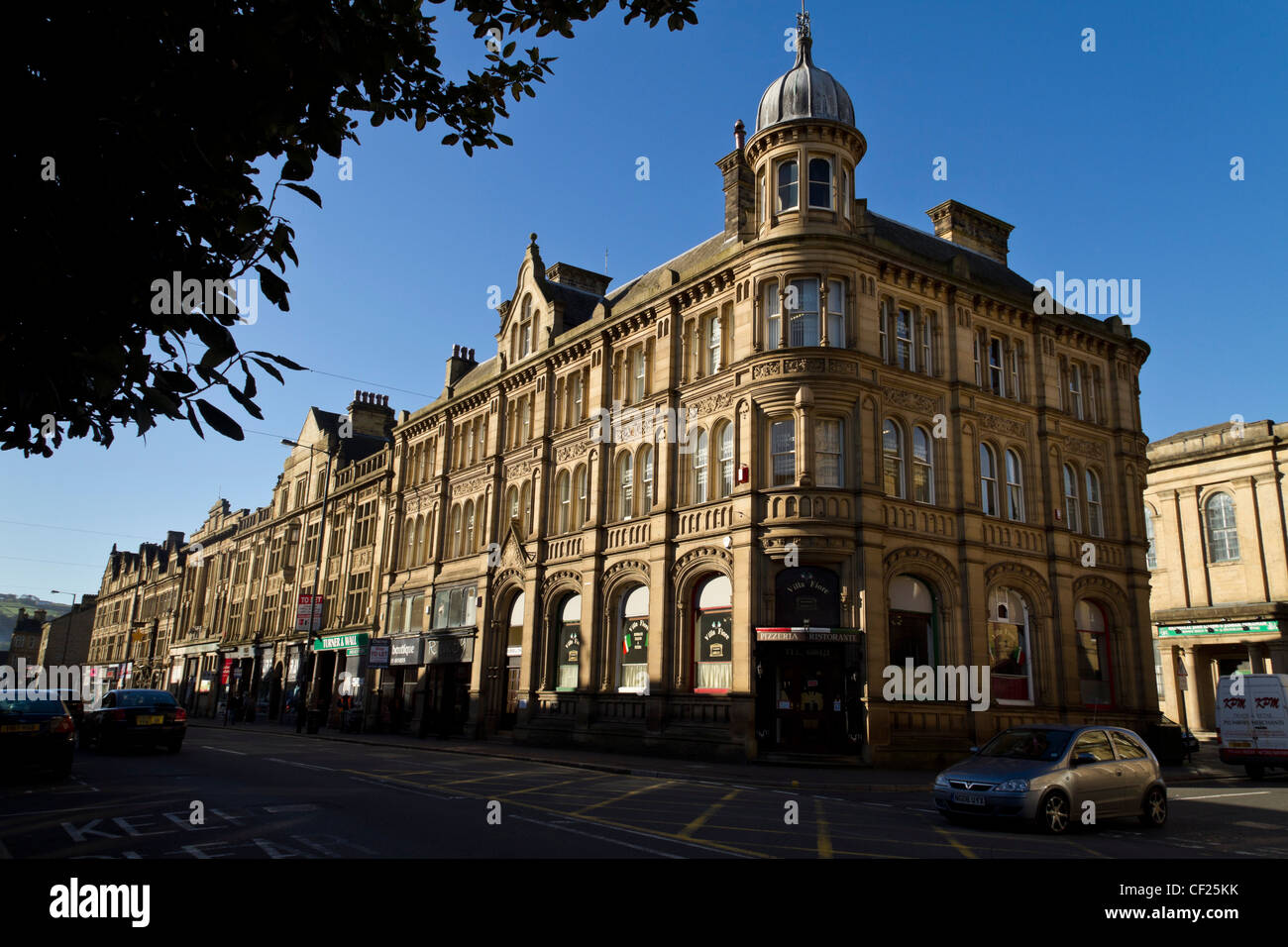 Row of Victorian buildings in North Street, Keighley; West Yorkshire ...