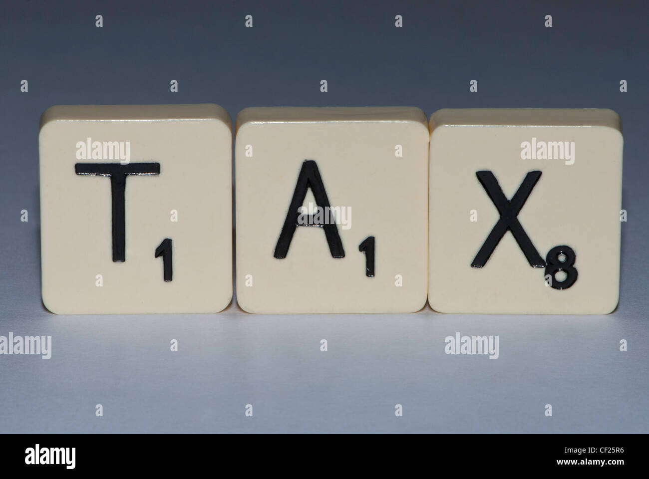 Letters spelling the word Tax Stock Photo - Alamy