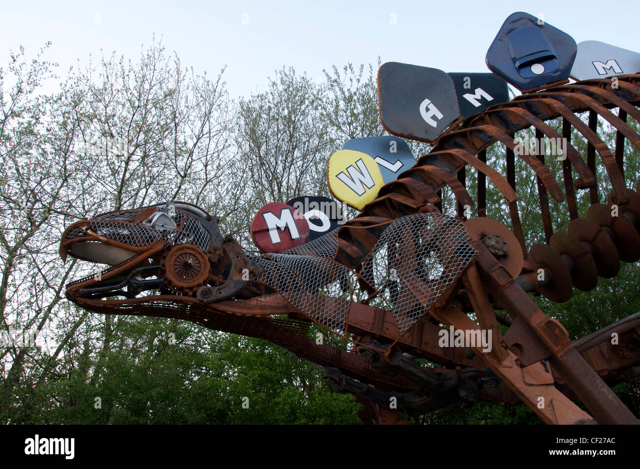 A life size sculpture representing a Stegosaurus dinosaur created from ...