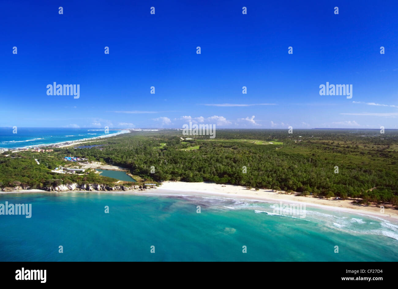 Caribbean beach from helicopter view Stock Photo - Alamy