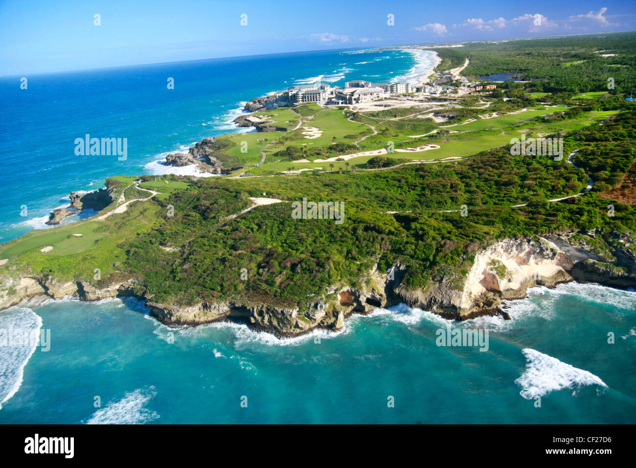 Caribbean beach from helicopter view Stock Photo - Alamy