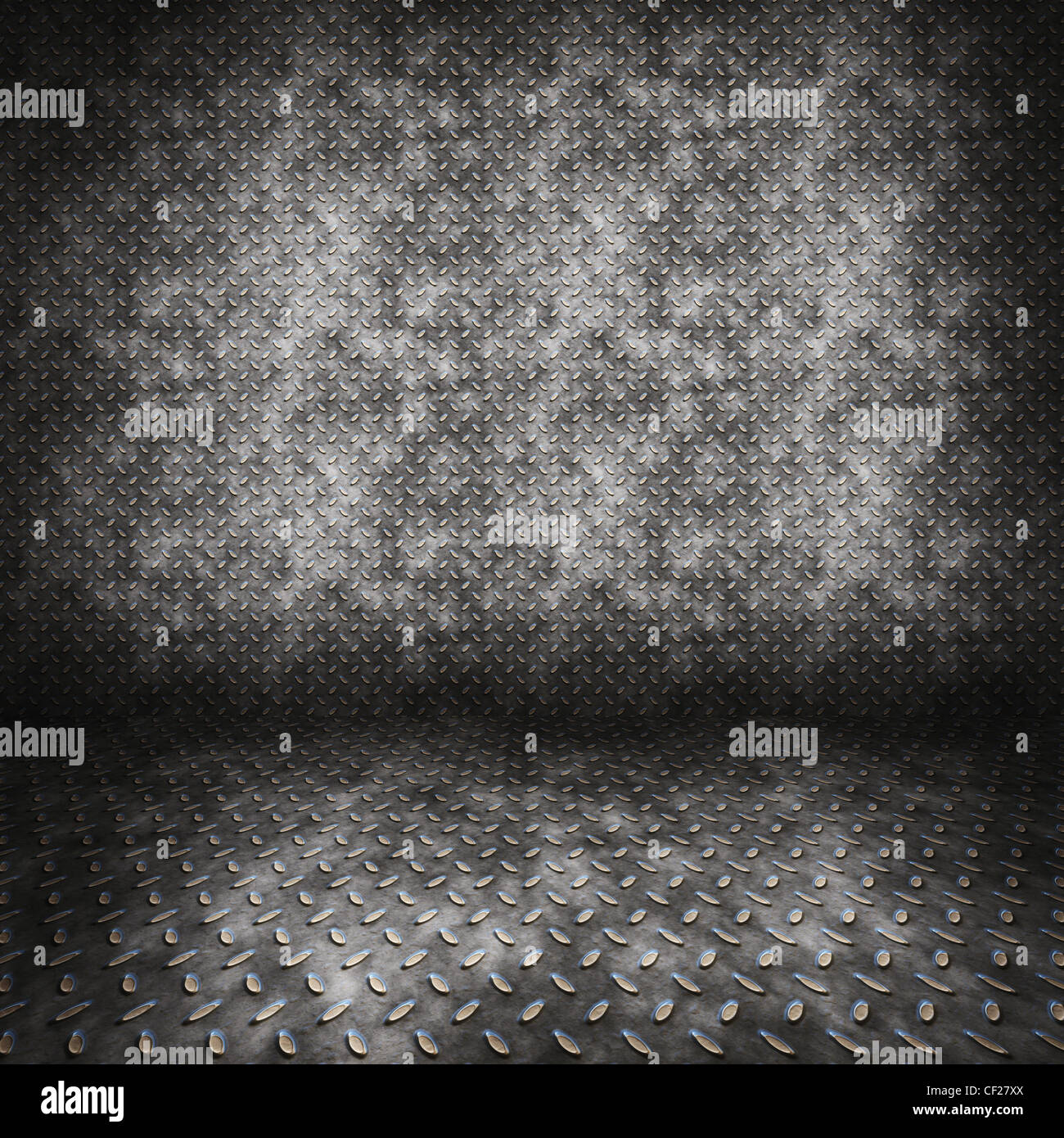 diamond plate metal room floor and wall Stock Photo - Alamy