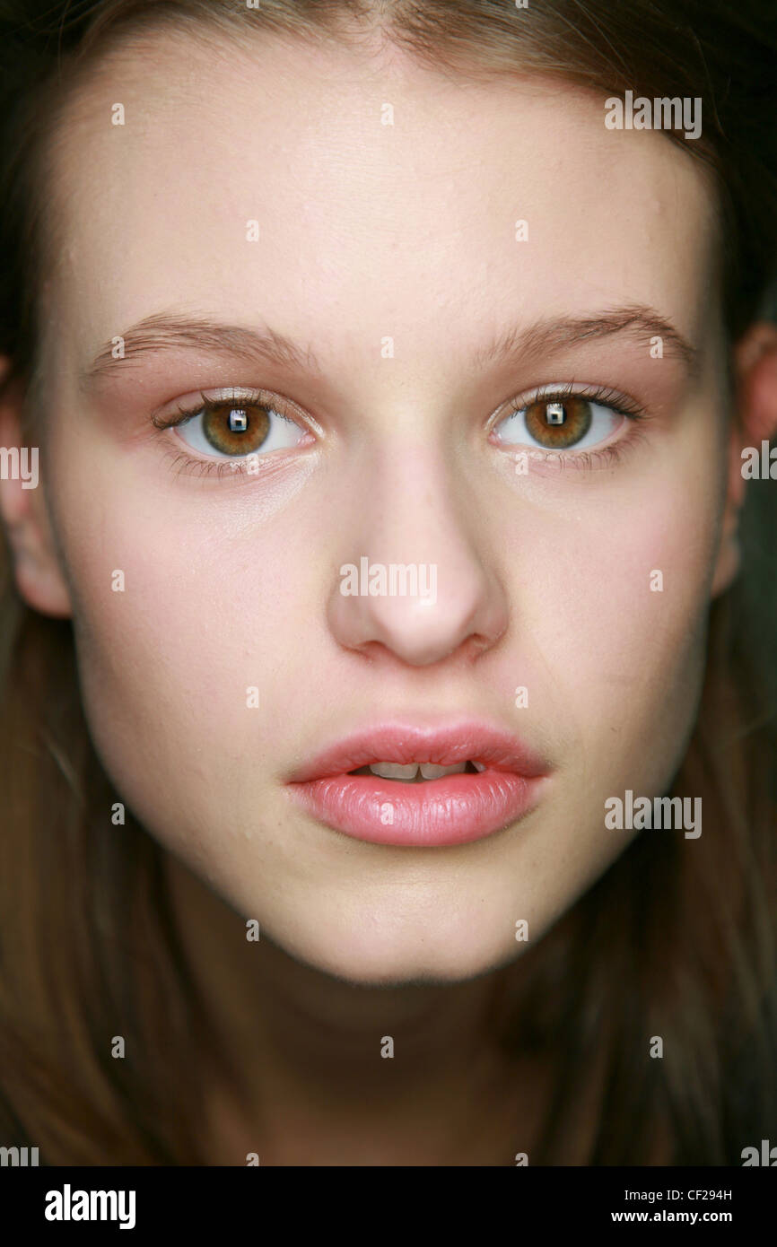 Emma Cook BACKSTAGE London Ready to Wear Autumn Winter Close up female ...