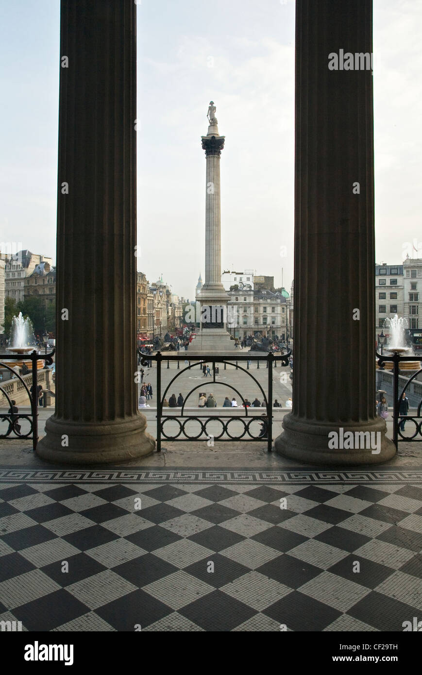Trafalgar square and nelsons column from the national gallery hi-res ...