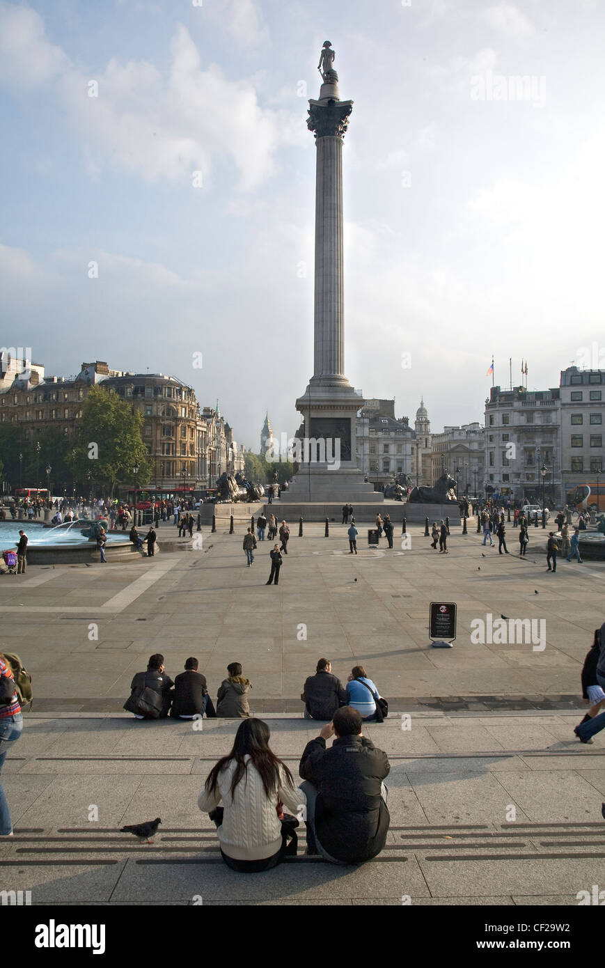 Trafalgar square and nelsons column from the national gallery hi-res ...