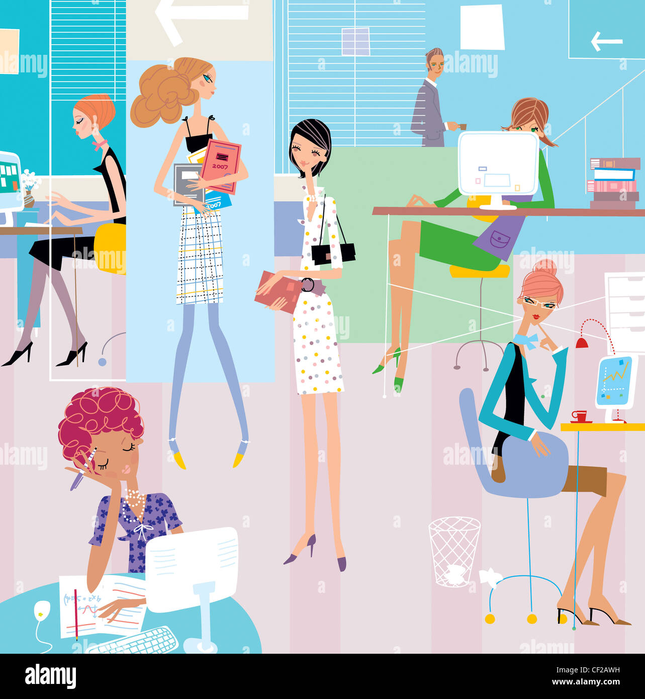 Females working in an office Stock Photo - Alamy