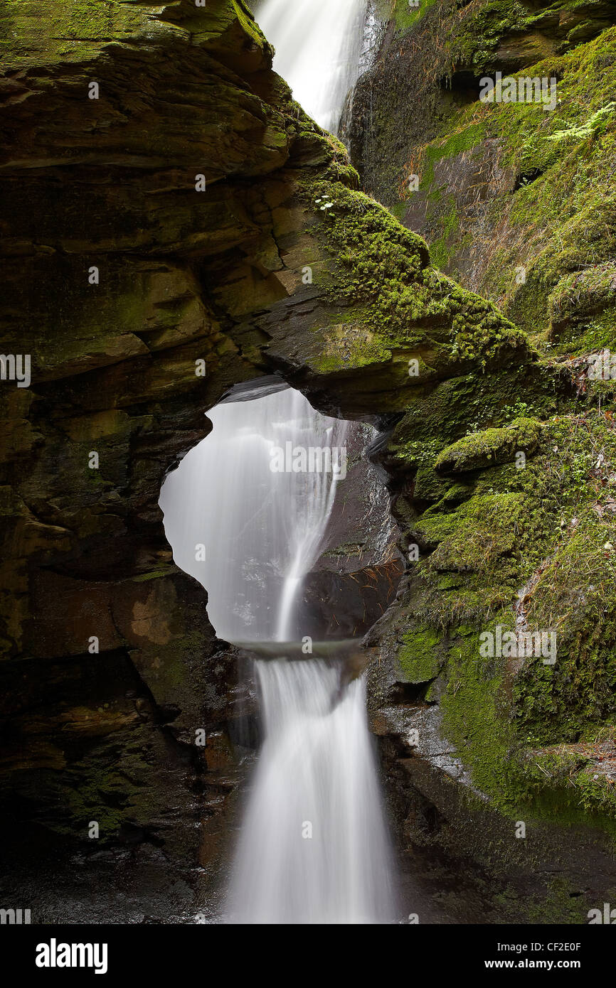 A waterfall on the Trevillet River flowing into Saint Nectan's Kieve in ...