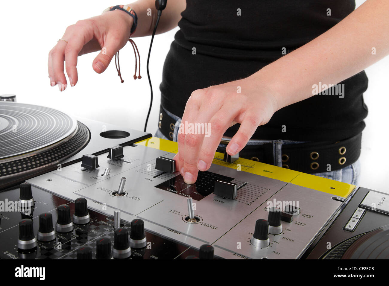 Female dj hands mixing records hi-res stock photography and images - Alamy