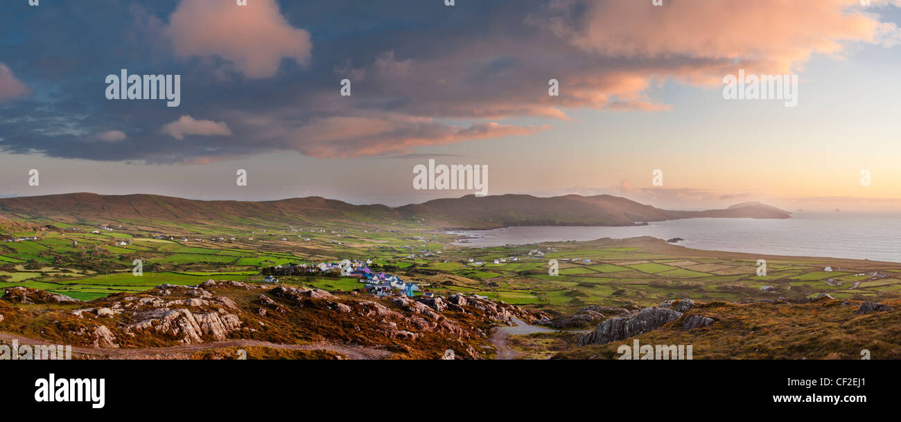Panoramic view above the village of Allihies over Ballydonegan Bay to ...