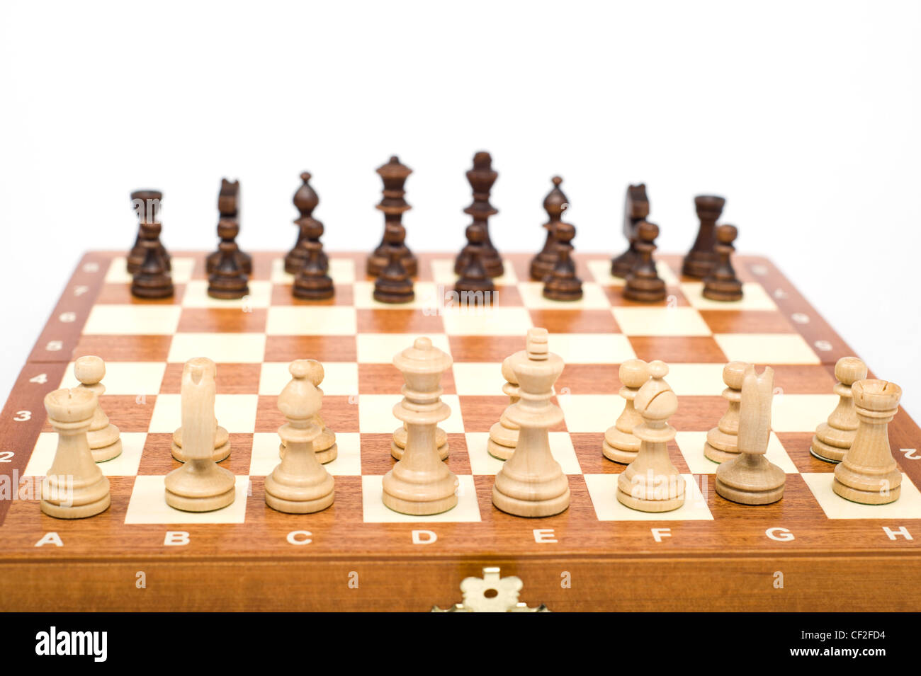 chessboard for traditional chess game with all pieces at the starting ...