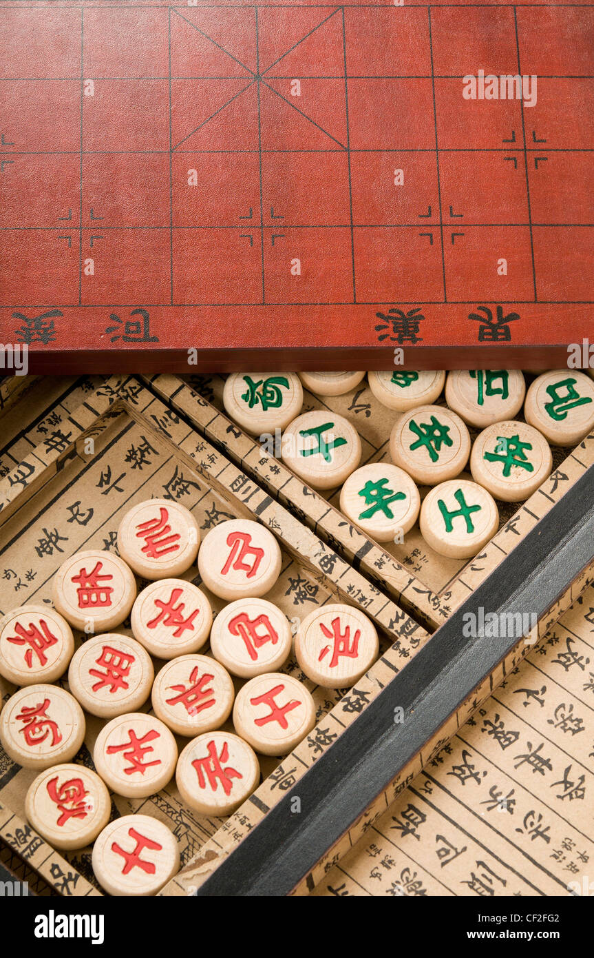 Chinese chess set or Xiangqi in a box Stock Photo - Alamy