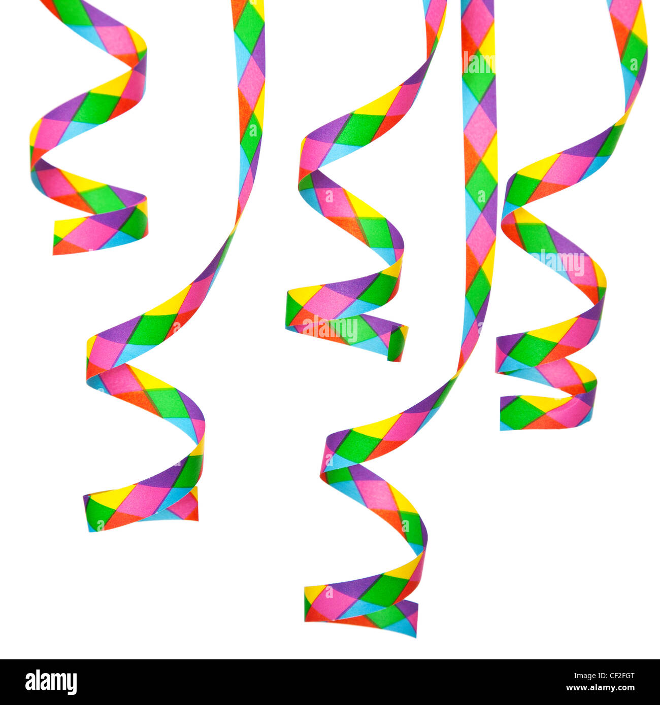 Colorful paper streamer. All on white background Stock Photo - Alamy