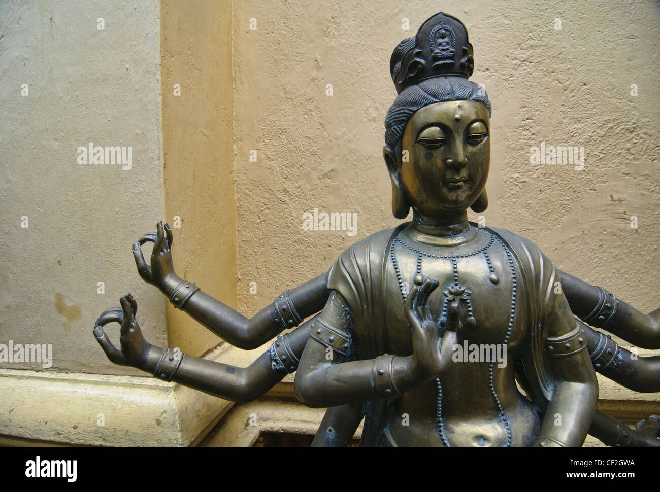 Buddhist statue at the Gangaramaya temple in Colombo, Sri Lanka Stock ...